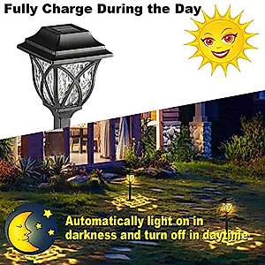 LANSGARINE Solar Pathway Lights Outdoor Waterproof,Solar Powered Garden Stick Lights, LED Solar Yard Lighting for Landscape,Lawn, Patio, Walkway, Driveway