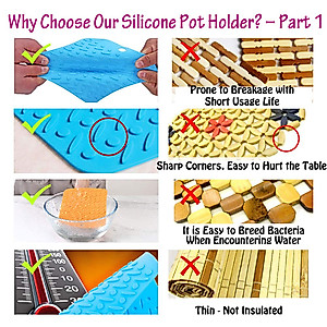 Potholder, Pot TrivetSilicone Pot Holders, Silicone Trivets, Pot Holders Heat Resistant, Hot Pad, Hot Bowl Holder, Jar Opener, Pot Spoon Holder, Non Slip, Dishwasher Available BPA Set of 6 (6.7x7in)