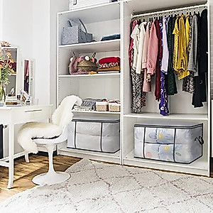 GACEI 3-Pack Large Capacity Clothes Storage Bag Organizer with Reinforced Handle Thick Nylon Material for Comforters, Blankets, Clothes, Foldable with Sturdy Zipper, 90L