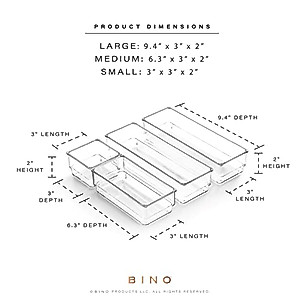 BINO 4-Piece Drawer Organizer Bin Set, Small | THE MODULAR | Multi-Purpose Storage | Durable | BPA-Free | Desk Drawer Organizer | Vanity Organizer | Bathroom Drawer Organizer | Makeup Drawer Organizer