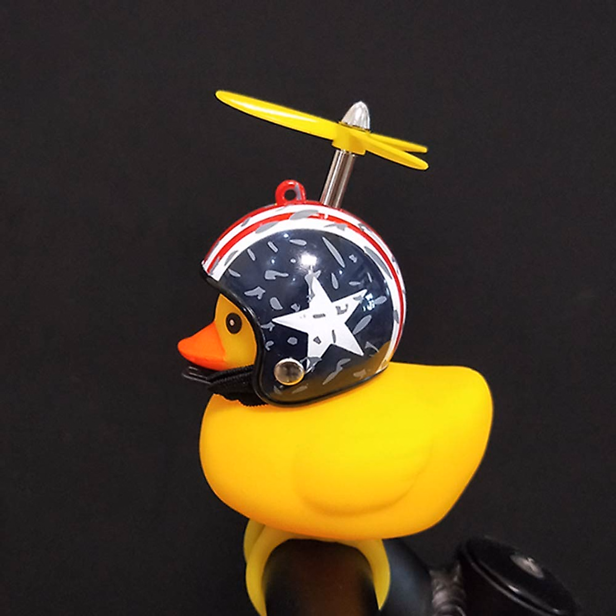 Duck Bike Bell, Rubber Bike Horn, Cute Yellow Duck Bicycle Decorations, Squeeze Duck Bicycle Horns with Propeller Helmet