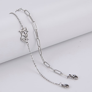 EUEAVAN Cute Animal Fox Pendant Layered Bracelet Charm Simple Creative Nine-tailed Fox Jewelry Girl Woman Girlfriend (Silver Fox)