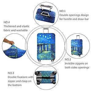 TRAVEL KIN Thickened Luggage Cover ，Washable Travel Gear Cover，18/24/28/32 Inch Suitcase Spandex Protective Cover (XL(29"-32" luggage), Starry Night Over the Rhone)