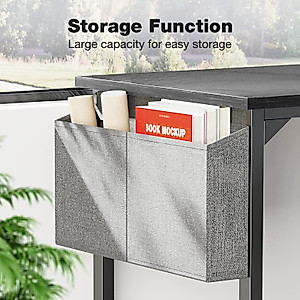 OLIXIS Small Computer Desk 32 Inch Home Office Work Study Writing Student Kids Bedroom Wood Modern Simple Table with Storage Bag & Headphone Hooks