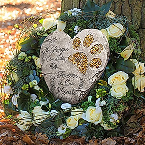 OBSI Pet Memorial Stone - Gray | Dog or Cat Garden Stone Heart Paw Print | Headstone Memory Gifts for Pet Loss