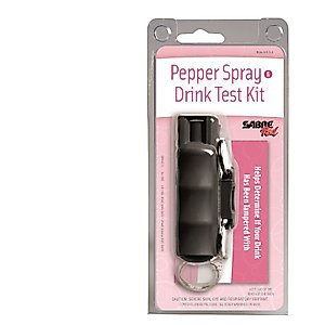 SABRE RED Pepper Spray - Police Strength - with Durable Key Case, Finger Grip, Quick Release Key Ring, 25 Bursts (Up to 5x Other Brands), 10-Foot (3M) Range & Booklet of 5 Drink Test Strips