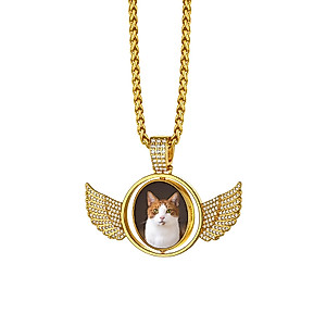 Richsteel Personalized Photo Picture Pendant Necklace Gold Plated Image Print Custom Jewelry