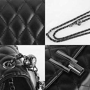 Mini Purse Clutch for Women, Black Quilted Lattice Mini Cute Crossbody Bag, Trendy Small Shoulder Handbag with Chain Strap