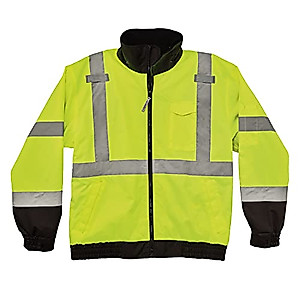 Ergodyne unisex adult 3-in-1 Hi-vis 3 in 1 Hi Vis Winter Bomber Jacket, Lime, XX-Large