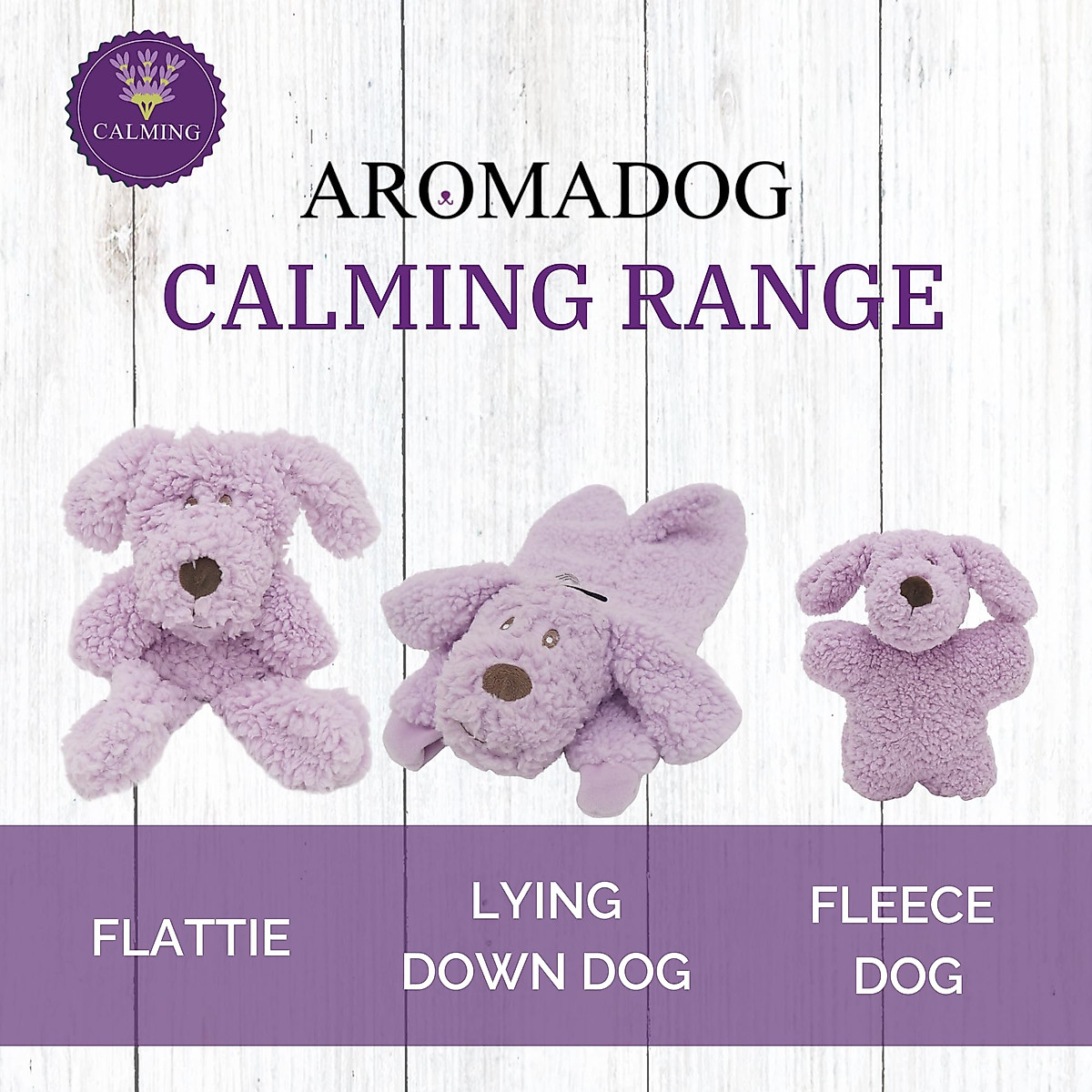 Aromadog Rosewood Calm Fleece Flattie Dog Toy, with Calming Lavender Blend Essential Oils