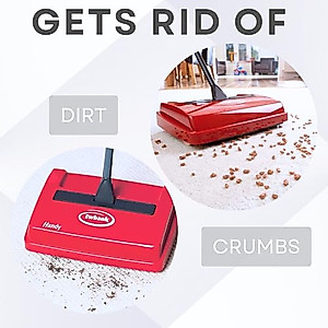 Ewbank 525 Speedsweep Compact Manual Floor Sweeper for Cleaning Floors and Carpets, 3.7-Foot Handle, 8-inch-Wide Sweeping Path, Red