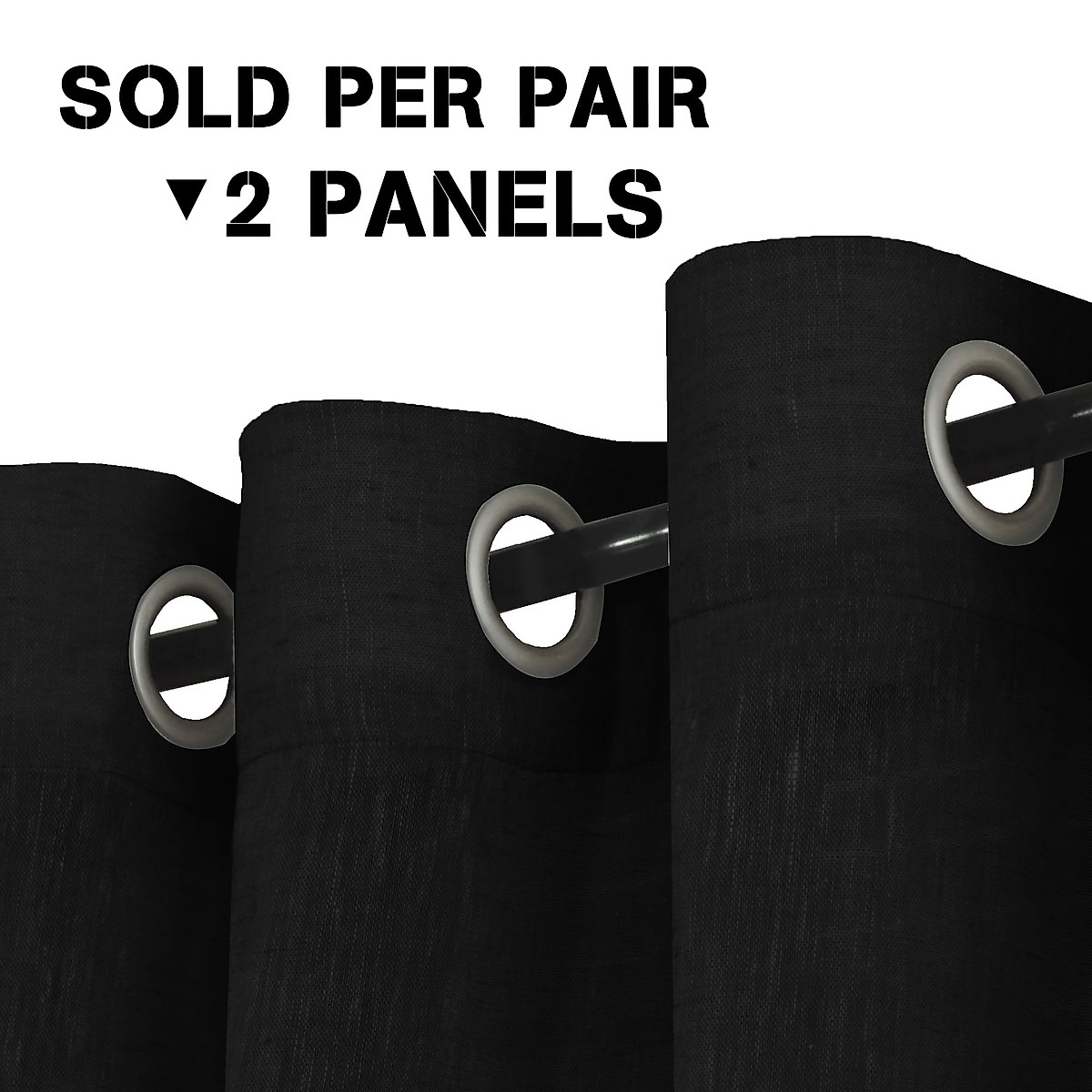 H.VERSAILTEX Linen Curtains Nickel Grommet Natural Linen Semi-Sheer Curtains, Privacy Added Premium Soft Rich Material Linen Curtain Panels for Living Room - 52x84 - Inch - Butter