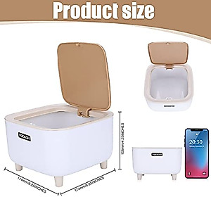 URALFA Mini Countertop Trash can，Mini Desktop Wastebasket with Lid，Tiny Garbage Can for Office,Bathroom Vanity, Desktop, Tabletop or Coffee Table,0.5 Gallon White Square Wastebasket