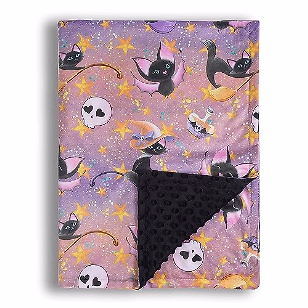 Donsonny Baby Blanket for Boys Girls Soft Minky with Double Layer Dotted Backing, Halloween Printed 30 x 40 Inch Receiving Blanket (Halloween bat)