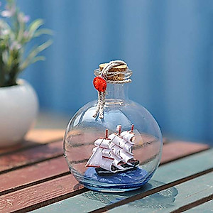 LAMF Drift Bottle Decor, Sailing Boat in Wishing Bottle Glass Cork Bottles, Pirate Ship in a Bottle Kit Handicraft Nautical Home Decorations Gifts Crafts, Large, (20WHEXRNI2047493C)