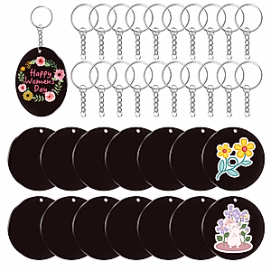 Acrylic Keychain Blanks Senbota 240 Pcs Black Keychain Tags Kit Including 80 pcs 2 inch Black Acrylic Blanks 80 pcs Keychain Rings and 80 pcs Jump Rings for DIY Keychain Projects and Vinyl Crafts