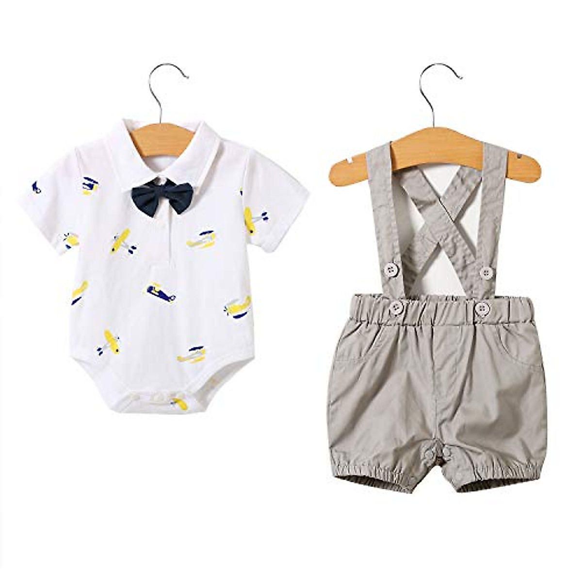YFYBaby Newborn Baby Boys Gentleman Outfits Suits Infant Short Sleeve Shirt+Bib Pants+Bow Tie Overalls Clothes Set
