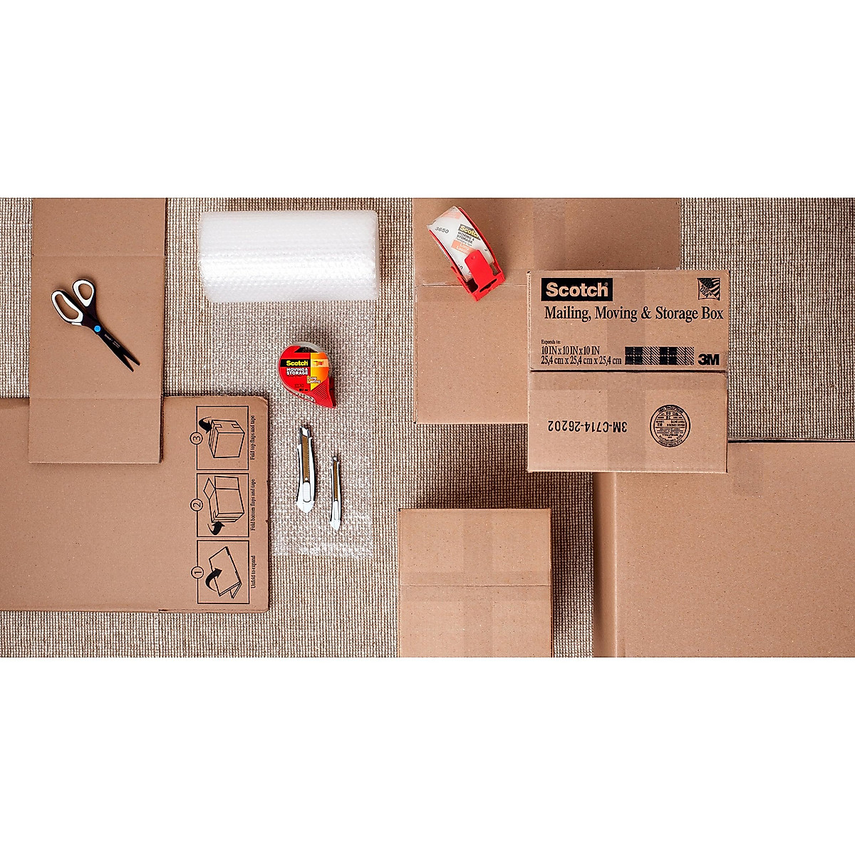 Scotch Long Lasting Storage Packaging Tape, 1.88" x 54.6 yd, Designed for Storage and Packing, Stays Sealed in Weather Extremes, 3" Core, Clear, 4 Rolls (3650-4)