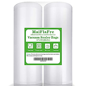 MaiFlaFre 11x50 2 Pack Vacuum Sealer Bags Rolls with Commercial Grade, BPA Free, Heavy Duty, Great for Vac Storage, Meal Prep or Sous Vide