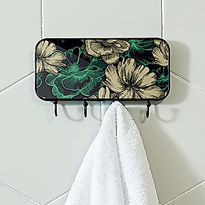 Adhesive Hooks Towel Hooks, Wall Hooks Stick on Bathroom/Kitchen/Bedroom Roses Dragonflies