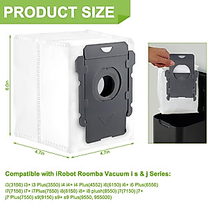 Replacement Bags for iRobot i & s & j Series Vacuum Cleaner i3 i3+(3550) i4 i4+(4552) i6 i6+(6550) i7+ i7Plus j7+(7550) i8+(8550) s9 s9+(9550) with Automatic Dirt Disposal Bags, 10 Pack - Grey