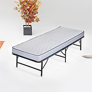 Zayton, 14-Inch Quickbase Metal Platform Bed Frame Foundation with 5" Medium Firm Tight Top High Density Foam Mattress, Twin, Gray