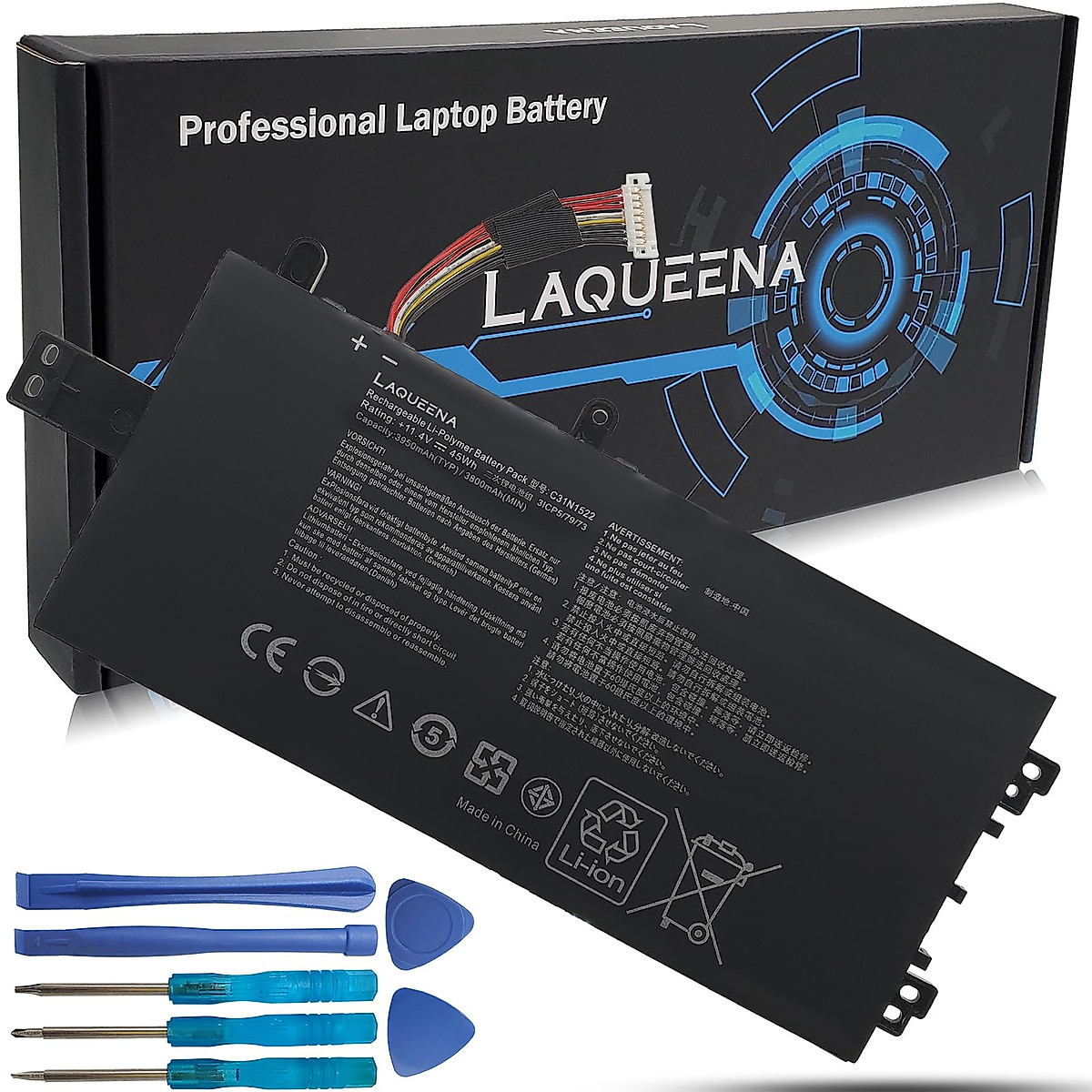 LAQUEENA C31N1522 Laptop Battery Compatible with ASUS Q553U N593UB N593UB-1A Series C31PMC6 0b200-01880000 11.4V 45Wh