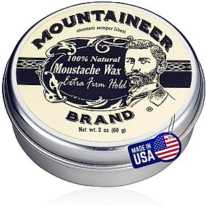 Mountaineer Brand Unscented Mustache Wax | Strong and Extra Firm Hold | All Natural Ingredients with Beeswax | Grooming Beard Moustache Wax For Men | Made in USA | 2oz