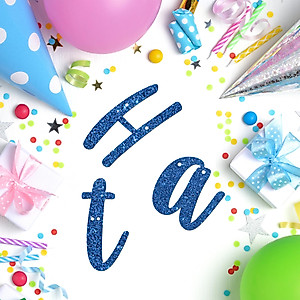 Halodete Half Way to One Banner, Baby 6 Months Banner, Baby Shower, Half 1/2 Birthday Party Garland Bunting Decorations - Blue Glitter