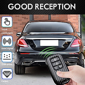 DOHON Carbon Fiber Car Key Fob Cover for Honda Civic Accord CR-V Crider with Key Ring, 1Pack, Black