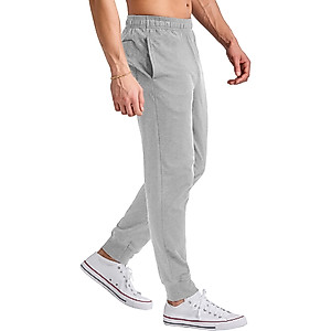 Hanes Originals Cotton Joggers, Jersey Sweatpants for Men with Pockets, 30" Inseam, Light Steel