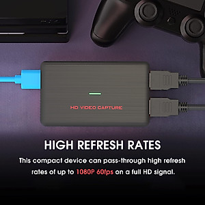 DIGITNOW USB3.0 HDMI Video Capture Card,1080P 60FPS HD Game Recorder Cam Link with HDMI Passthrough Live Streaming Recording Work with Xbox PS5 PS4 Swtich, Red, 3.66*2.16*0.59 in, BR140