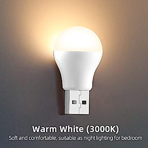 GANA Night Light for Kids, Comfortable LED Warm White Light Source (3000K) - Suitable for All USB Output Ports, Mini Portable Emergency Light, for Bedroom, Bathroom, Stairs or Camping (6PACK)…