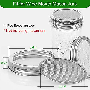 Sprouting Lids, 304 Stainless Steel Sprouting Lids for Wide Mouth Mason Jars, Sprout Mesh Lids