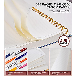 Spiral Notebook Journal 8.5” x 11”, 300 Pages Hardcover Leather Lined Journals for Women Men, A4 Large College Ruled Notebooks with 100 GSM Thick Paper, Spiral Journal for Writing Work School, Navy