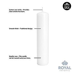 Royal Imports Pillar Candles White Unscented Premium Wax, 40 Hours Burning for Wedding, Spa, Party, Birthday, Holiday, Bath, Home Decor - 2"x6" Inch - Set of 12