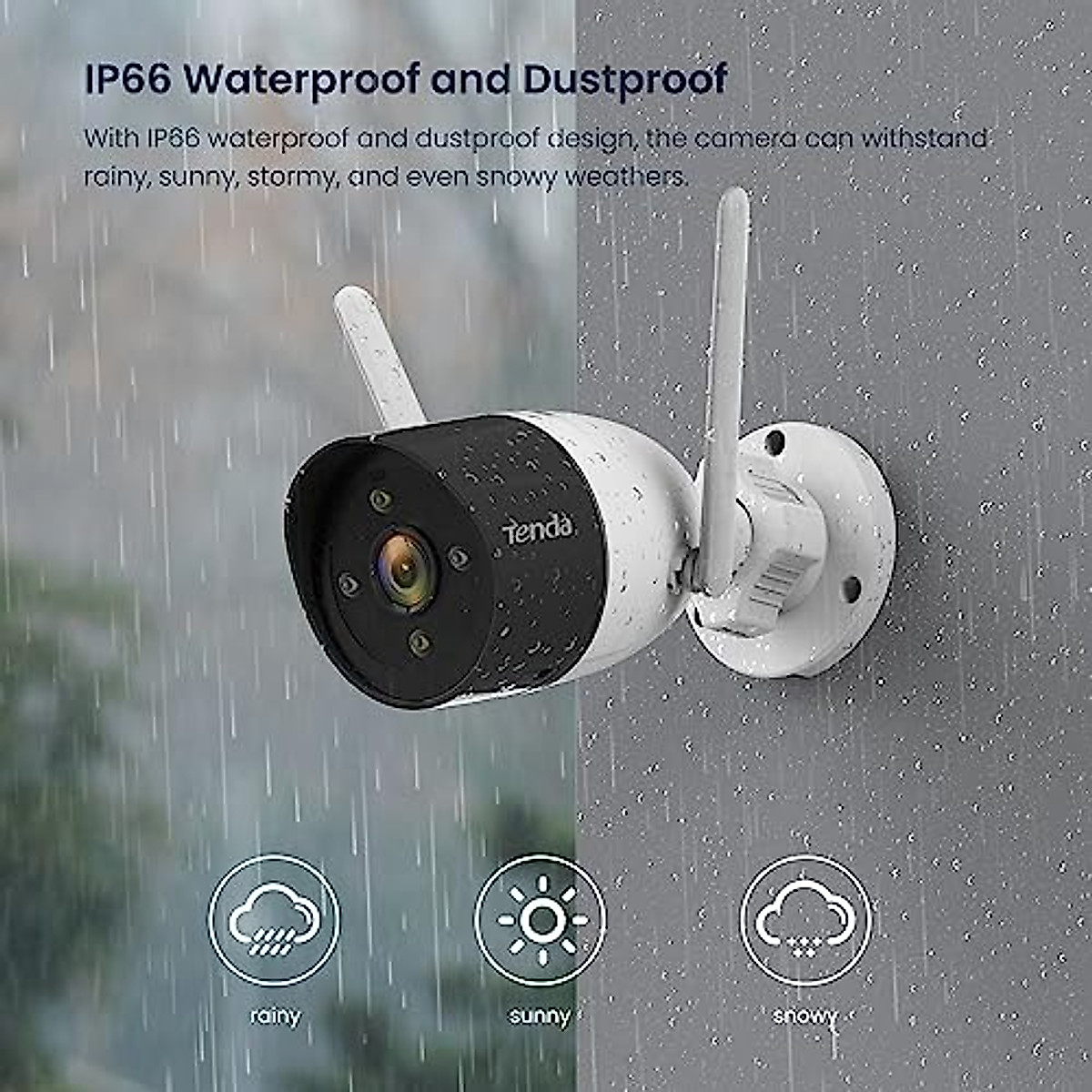 Tenda CT6 2K WiFi Cameras for Home Security Outside - Full-Color Night Vision with 2 Spotlights, Dual Antennas, AI Motion Detection, 2-Way Audio, IP66, H.265, Plug-in Outdoor Security Cameras