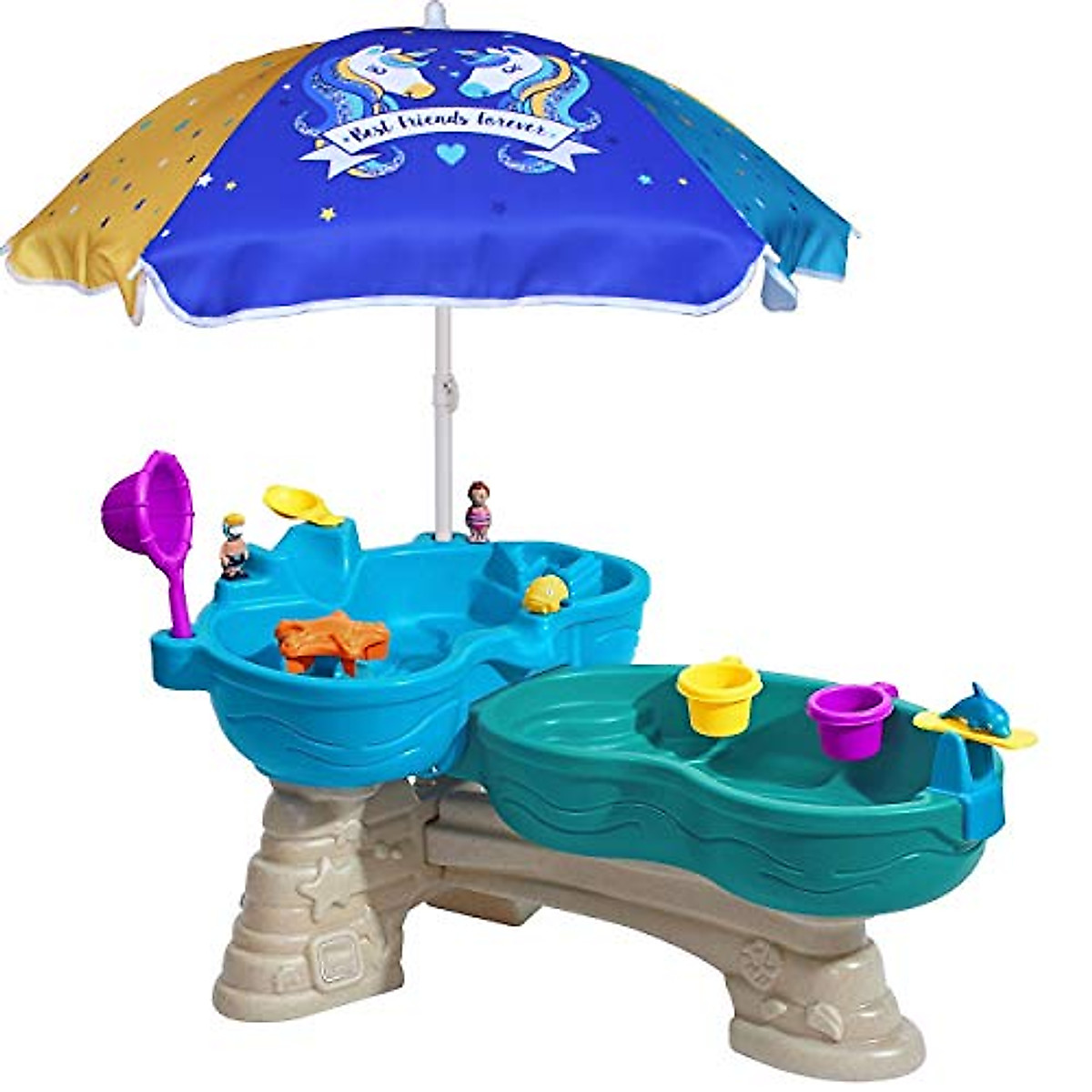AMMSUN 47 Inch Seaside Beach Umbrella for Sand and Water Table - Kids Durable Umbrellas for children Beach Camping Garden Outdoor Play Shade