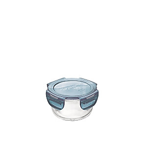 Bormioli Rocco Evolution 6 oz. Glass Round Food Storage Containers, Gray Lid, Set of 12