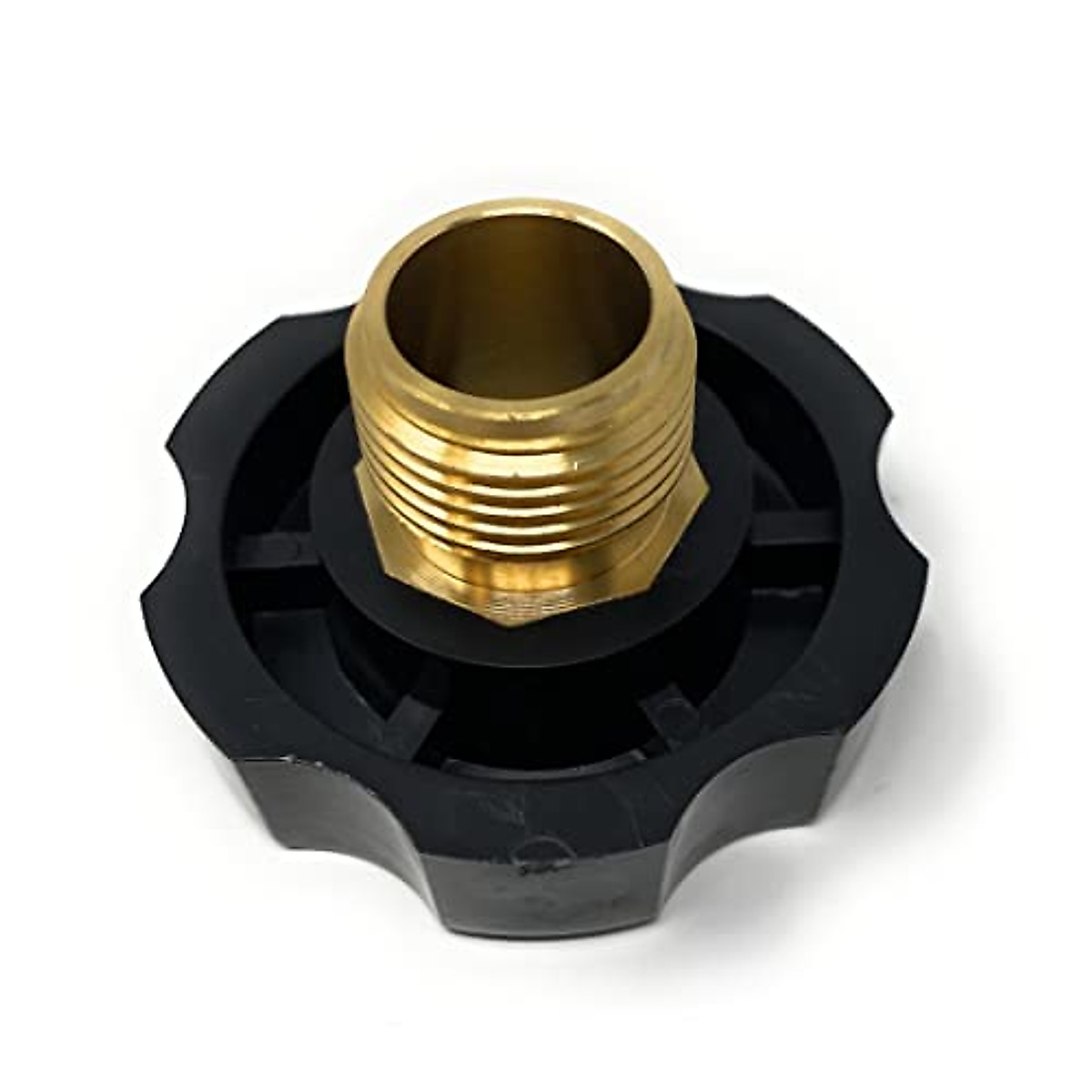 Soft Nose POL Propane Gas Tank Adapter Plug with FULL Flow x 1/4 inch Male NPT fitting includes adapter for 3/8 inch Male Flare [910-514] w/O-ring for Brass Nipple to Open Safety Valve