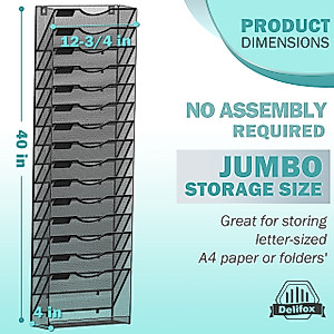 Delifox 16-Tier Wall Mounted Hanging File Organizer Wall File Holder Metal Mesh Vertical Magazine Rack Classroom Office Organization