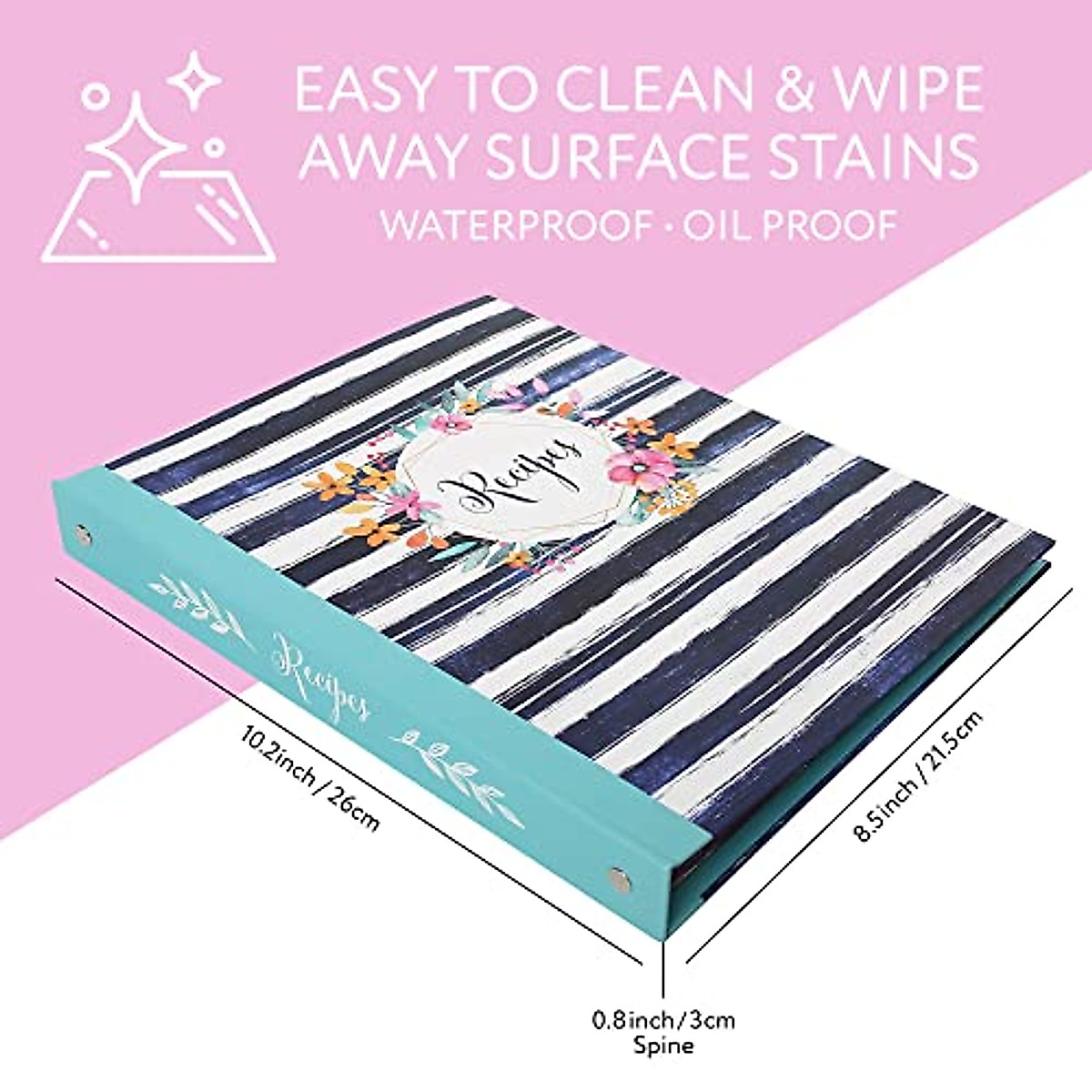 LotFancy Recipe Binder, 8.5” x 10”, with 60 Blank Recipe Cards 4x6, 30 Plastic Page Protectors, 3 Tabbed Dividers, 24 Labels - Kitchen Recipe Card Cookbook Binder Organizer Kit