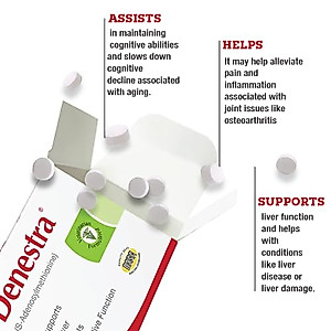 Denestra Same for Dogs & Cats - Supports Liver, Joints & Cognitive Function - Detoxication Cleansing Liver - Antioxidants - Veterinarian Formulated - 200Mg - 60 Tablets