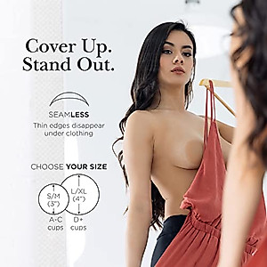 Nippies Nipple Cover - Sticky Adhesive Silicone Nipple Pasties - Reusable Pasty Nipple Covers for Women with Travel Box (Small (Fits A-C Cups), Original, Crème)