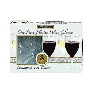 Party Essentials WINEBOX-6 Hard Plastic 1-Piece Wine Glass, 8-Ounce Capacity, Clear (Case of 48)