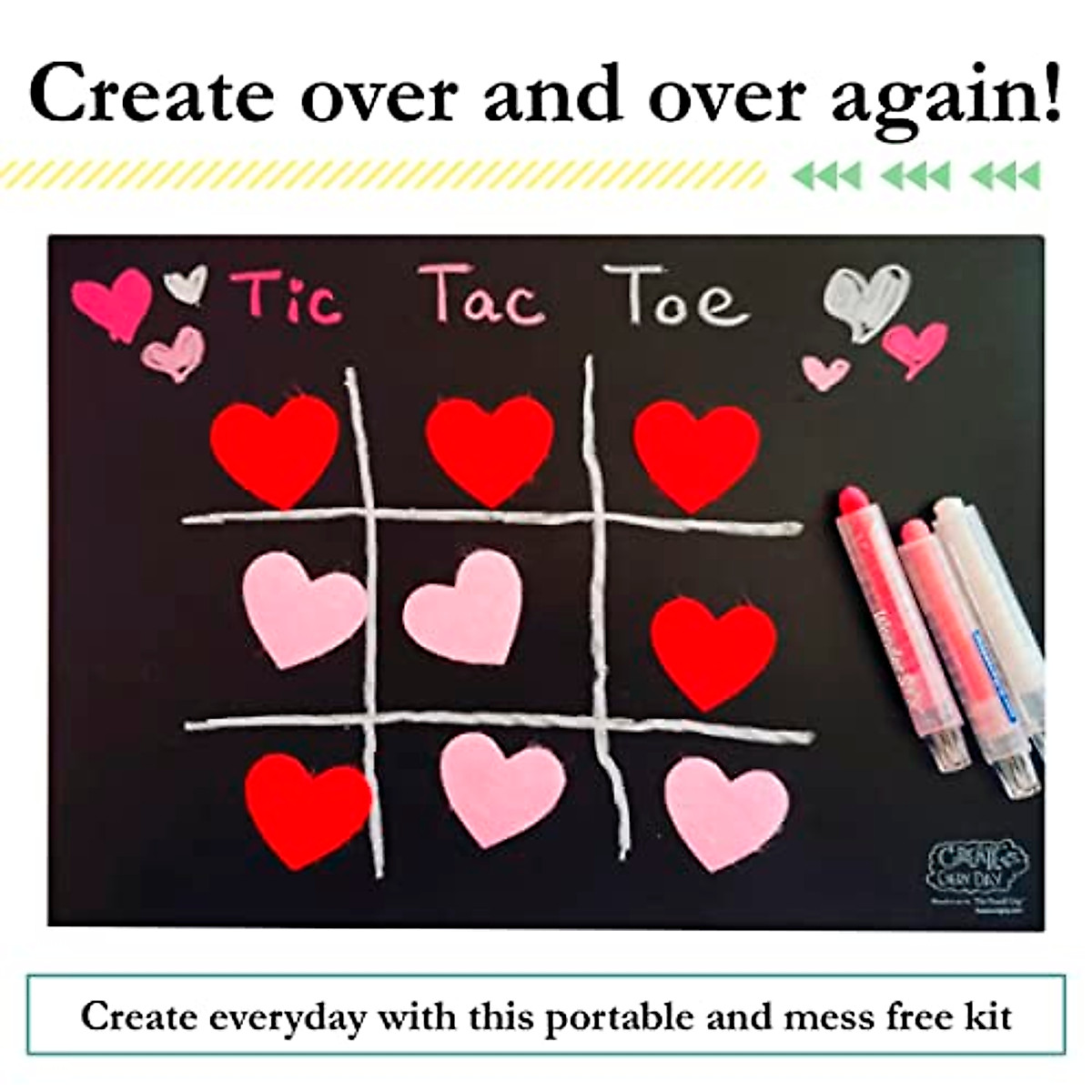 The Pencil Grip Create Everyday Black Board Playmat Kit with 8 Wonder Stix (TPG648)