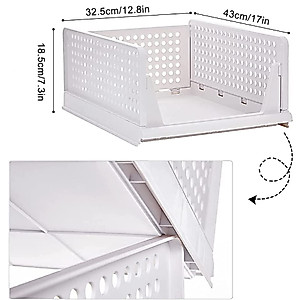 yazi Set of 5 Stackable Closet Storage Box, Plastic Drawer Organizer, Foldable Wardrobe Clothes Shelf Baskets, Folding Containers Bins Cubes, Perfect for Kitchen, Office, Bedroom & Bathrooms