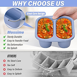 Mossime Silicone Soup Freezer Molds: 1 Cup Silicone Freezer Trays with Lid - 4 Packs Easy Release Soup Freezer Containers - 250ml 125ml Portion Large Cubes for Ice Soup (4, Blue/Purple)
