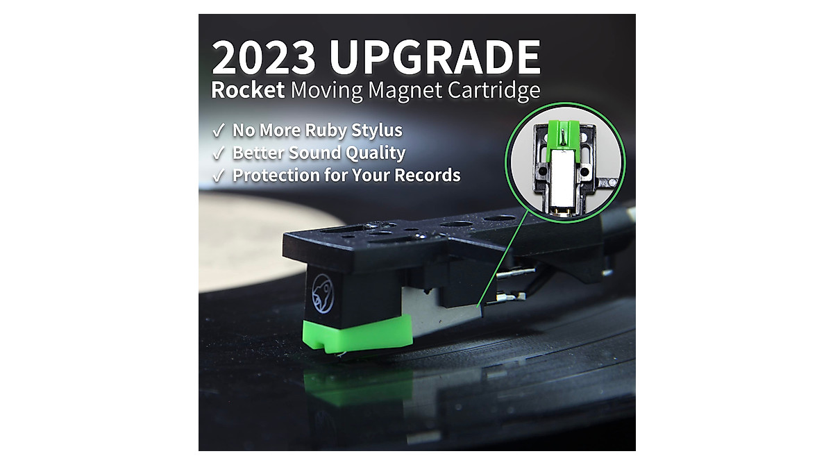 Arkrocket 3-Speed Bluetooth Record Player Retro Turntable with Built-in Speakers Rocket Moving ...