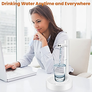 Harava Water Dispenser for 5 Gallon Bottle Automatic: Electric Bedside Dispensers Countertop - Rechargeable Portable Desktop Jug Pump Bedroom Drinking Tabletop Smart Dispenser,White